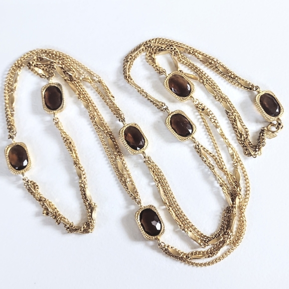 Sarah Coventry | Jewelry | Vintage Sarah Cov Long Amber Crystal Bezel ...